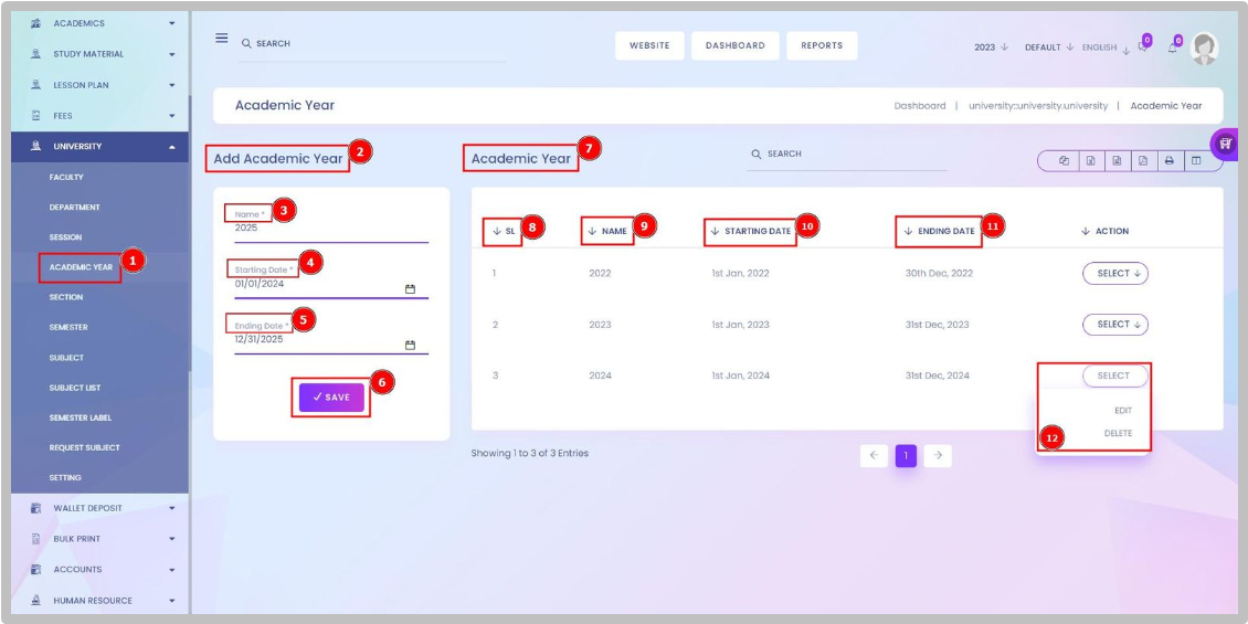 Aorasoft HelpDesk | How To Work University Module in InfixEDU
