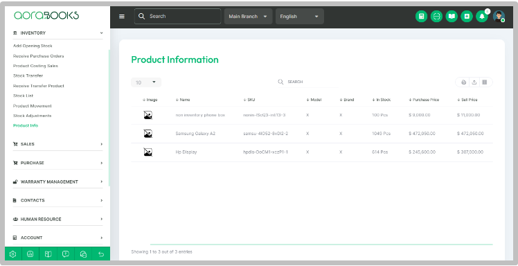 How to manage inventory | Aorasoft HelpDesk