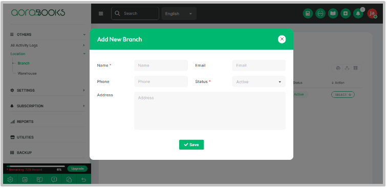 How to manage a branch and warehouse | Aorasoft HelpDesk