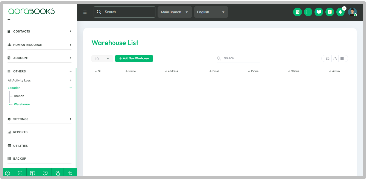 How to manage a branch and warehouse | Aorasoft HelpDesk