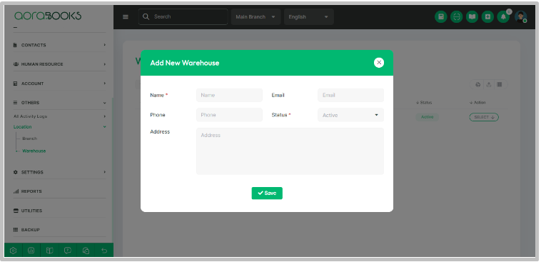 How to manage a branch and warehouse | Aorasoft HelpDesk