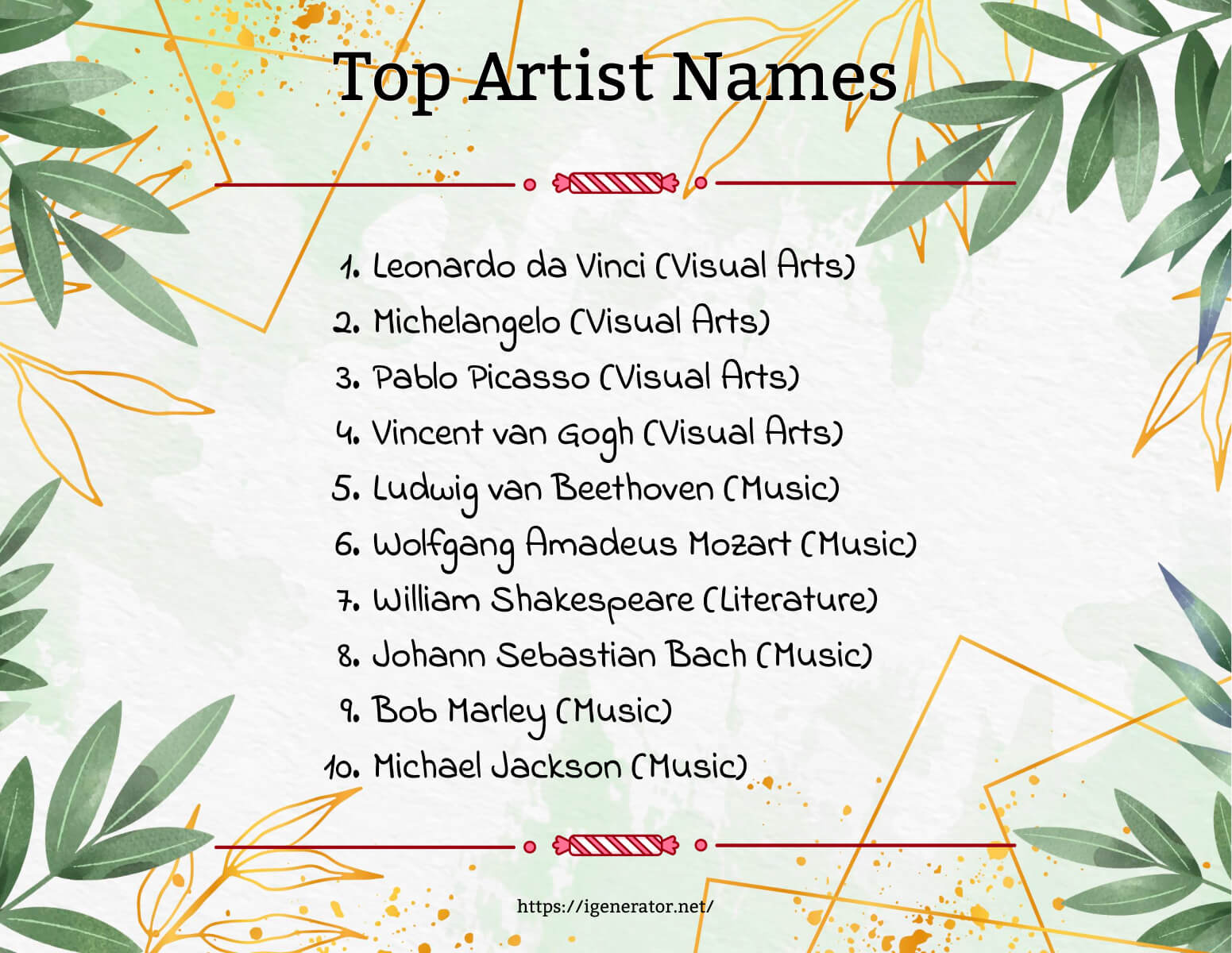 Artist Name Generator 1072 Artist Name Ideas