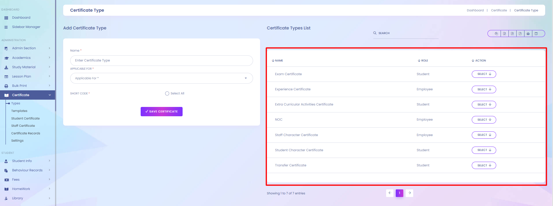 How to generate a certificate in the infixEdu school management system ...