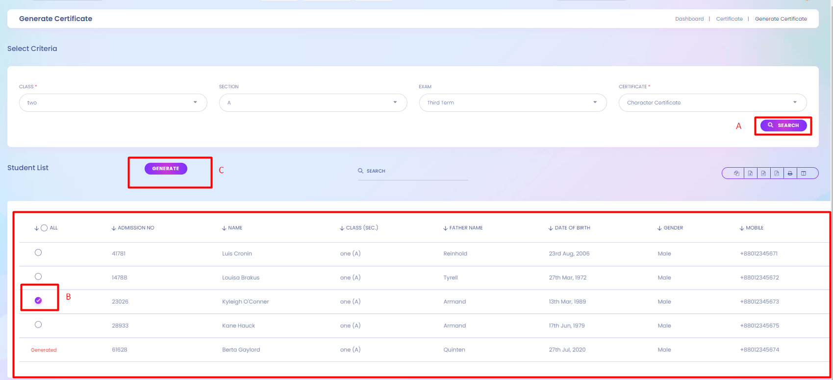 How to generate a certificate in the infixEdu school management system. | Aorasoft HelpDesk