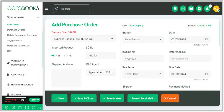 How to create a purchase and how to edit, view details, and delete it | Aorasoft HelpDesk