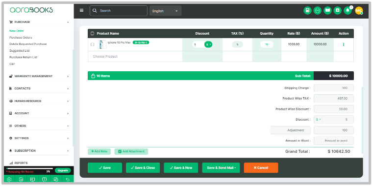 How to create a purchase and how to edit, view details, and delete it | Aorasoft HelpDesk