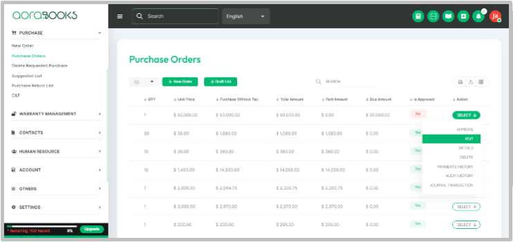 How to create a purchase and how to edit, view details, and delete it ...