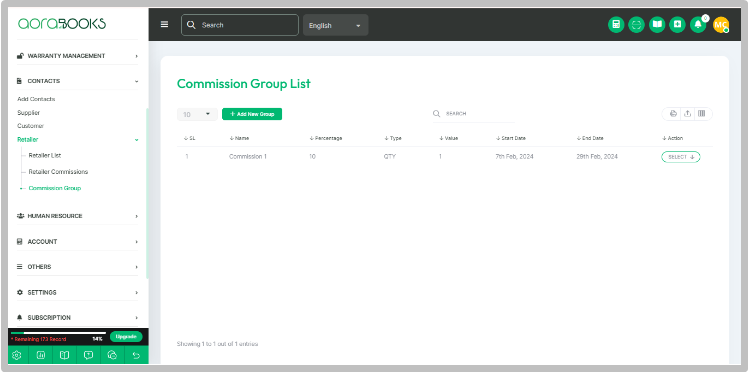 How to create a commission group | Aorasoft HelpDesk