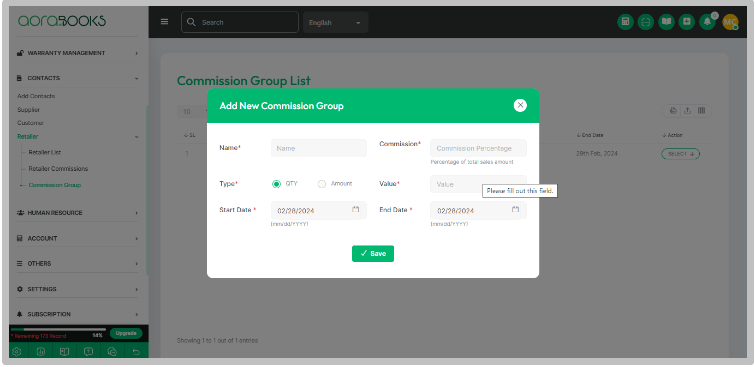 How to create a commission group | Aorasoft HelpDesk