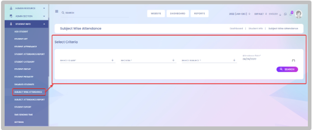 Aorasoft HelpDesk | Subject Wise Attendance